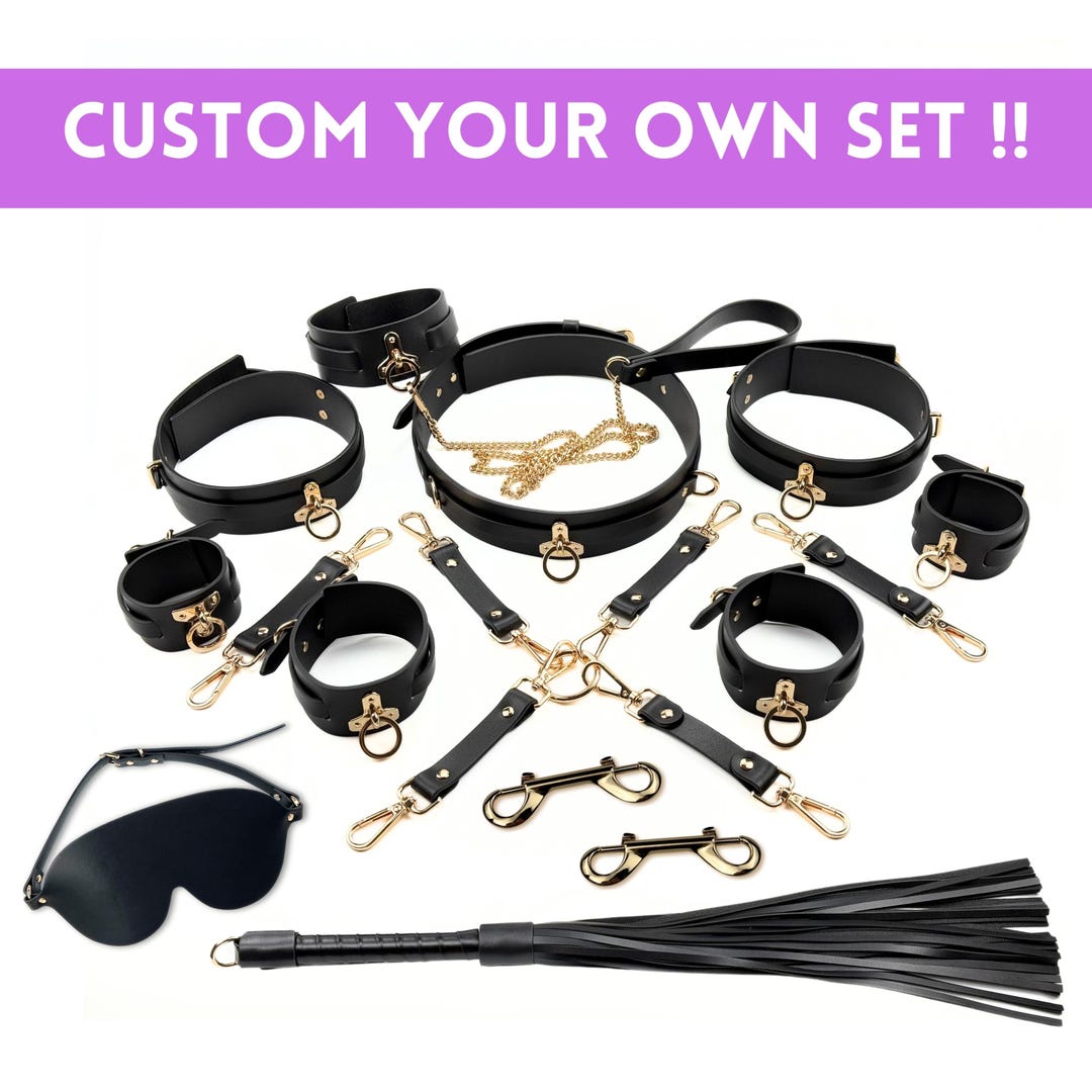 Handmade Custom BDSM Bondage Set, Genuine Leather Restraint Fetish Kit ...