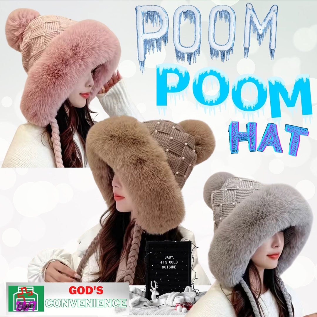 Poom Poom Cozy Winter Wonderland Faux Fur Plush Hat With - Etsy