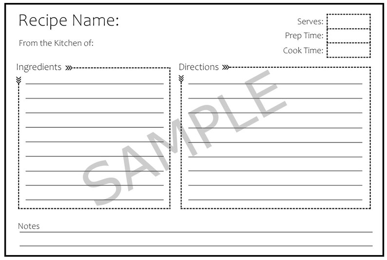 Recipe Card, Simple Recipe Card, PDF, 4x6 Recipe Card, Minimalistic ...