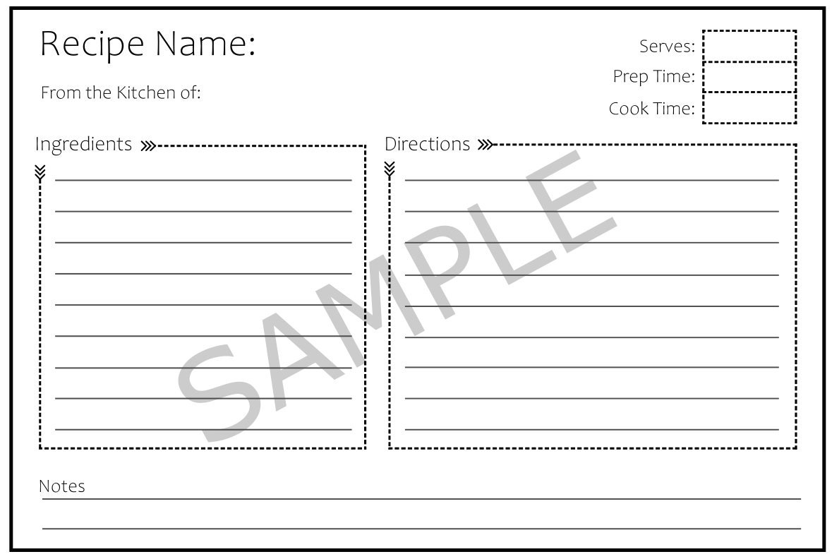 Recipe Card, Simple Recipe Card, PDF, 4x6 Recipe Card, Minimalistic ...