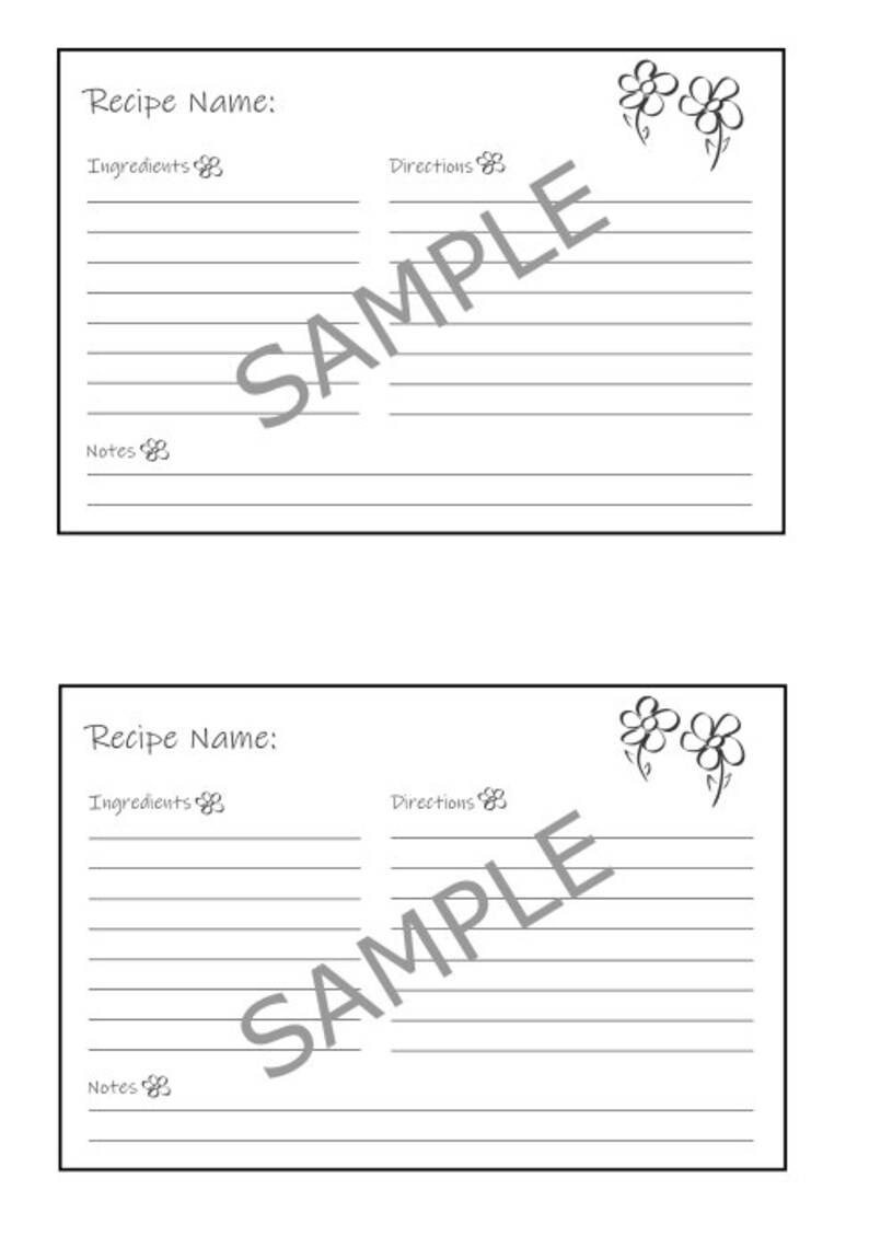 Recipe Card, Spring Recipe Card, PDF, 4x6 Recipe Card, Minimalistic ...