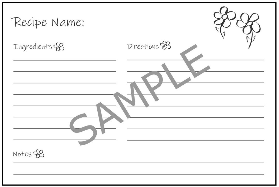 Recipe Card, Spring Recipe Card, PDF, 4x6 Recipe Card, Minimalistic ...