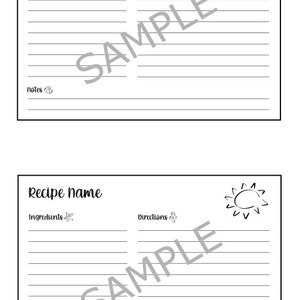 Recipe Card, Summer Recipe Card, PDF, 4x6 Recipe Card, Minimalistic ...
