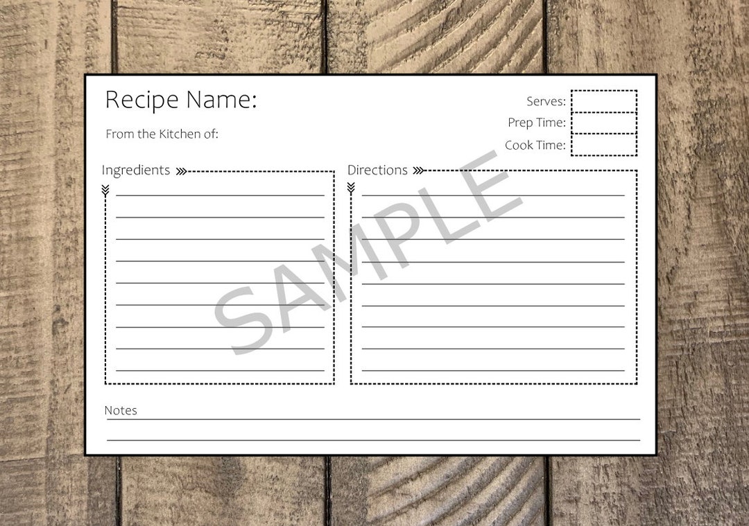 Recipe Card, Simple Recipe Card, PDF, 4x6 Recipe Card, Minimalistic ...