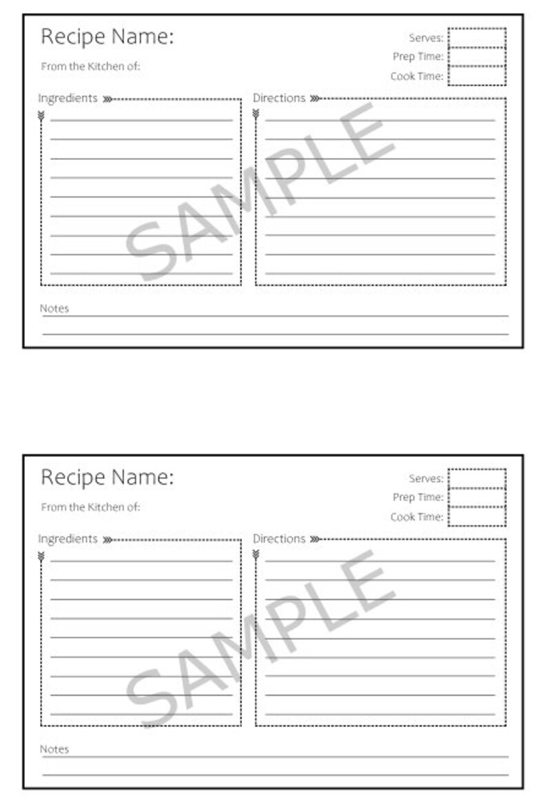 Recipe Card, Simple Recipe Card, PDF, 4x6 Recipe Card, Minimalistic ...