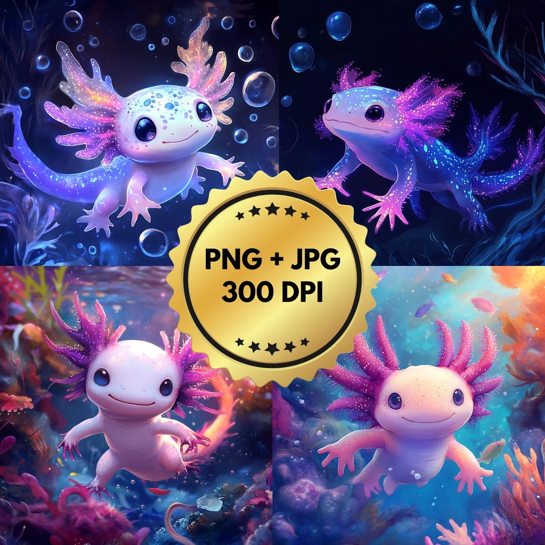 Axolotl Clipart: Baby Salamander PNG Designs (digital Download) - Etsy