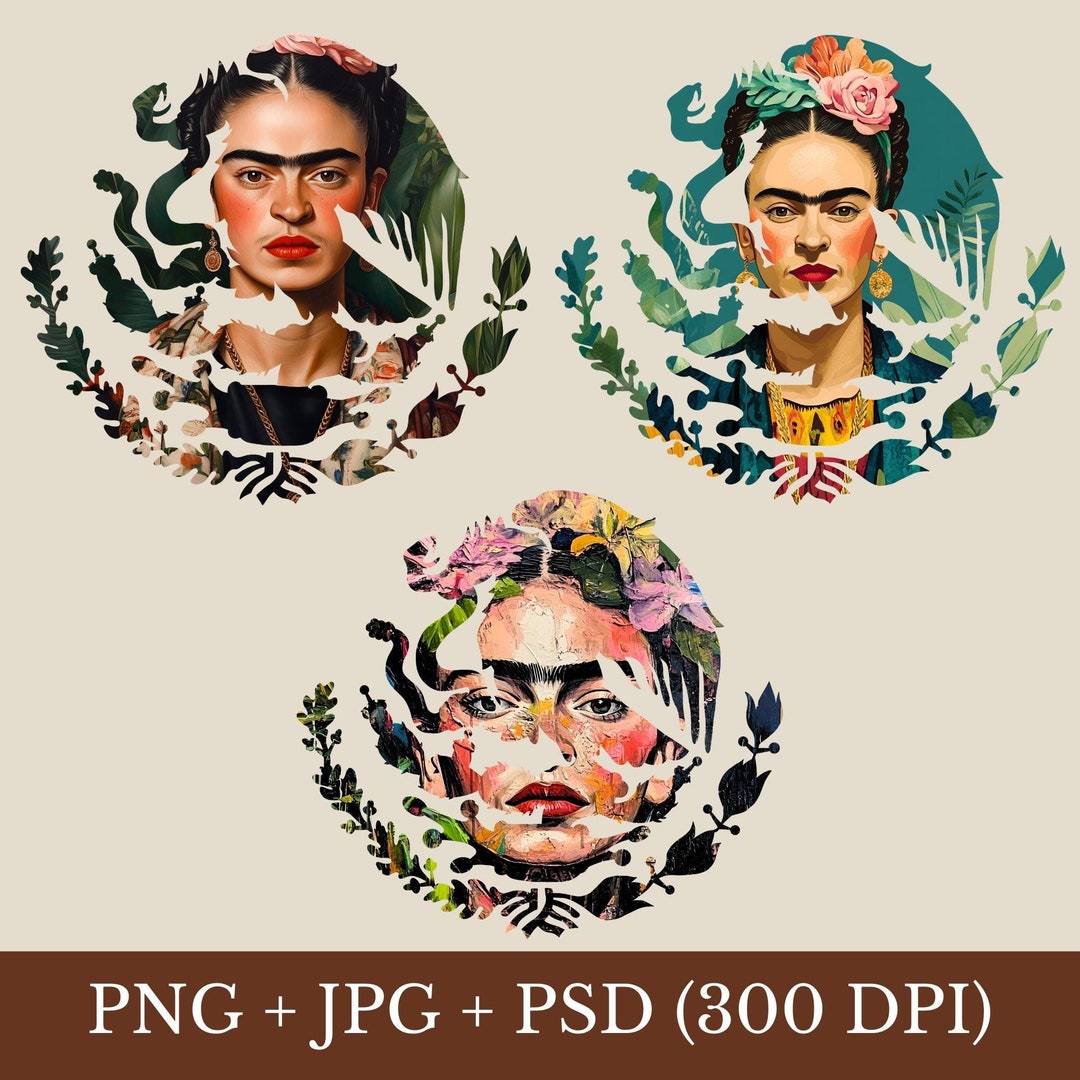 Frida Kahlo Mexico Art: Digital PNG, JPG, PSD Files - Etsy
