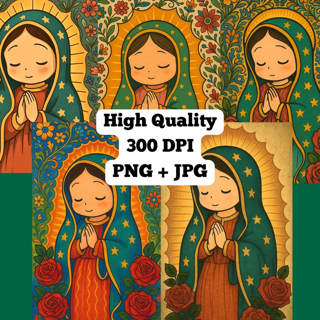 Virgin of Guadalupe Chibi Art, Catholic PNG JPG (digital) - Etsy