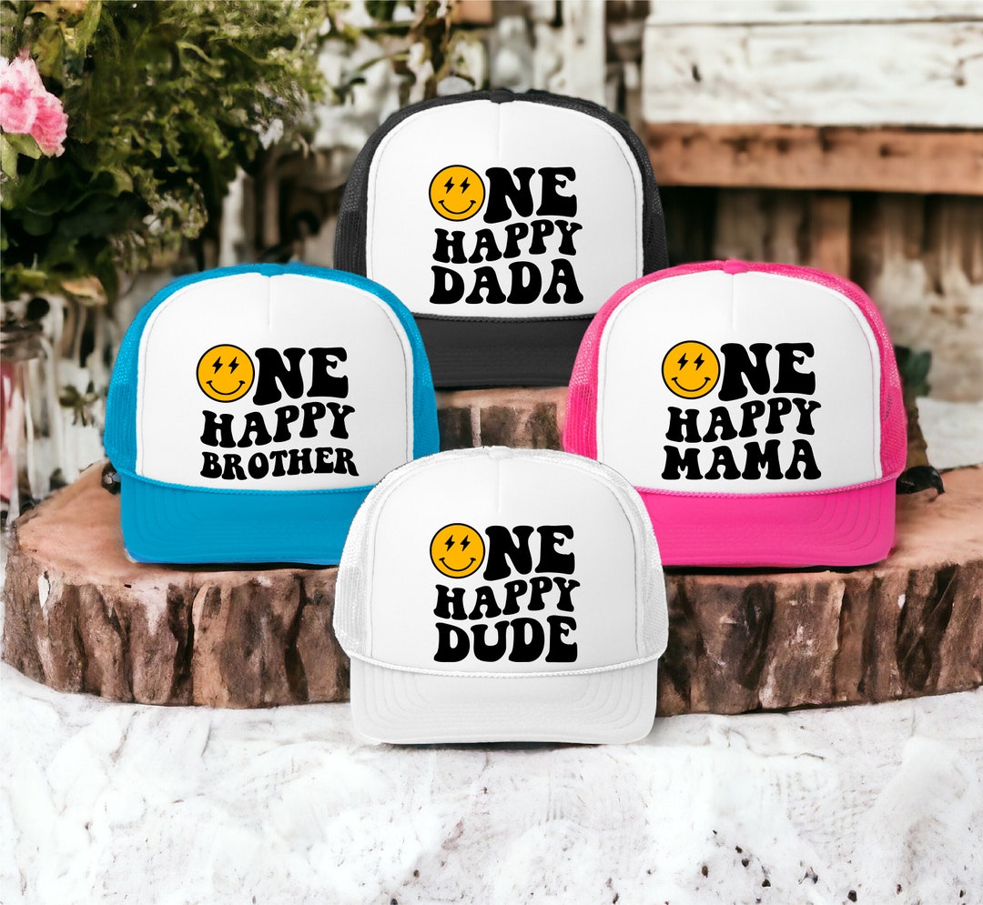 One Happy Dude Birthday Tracker Hat, Matching Family One Birthday Hats ...