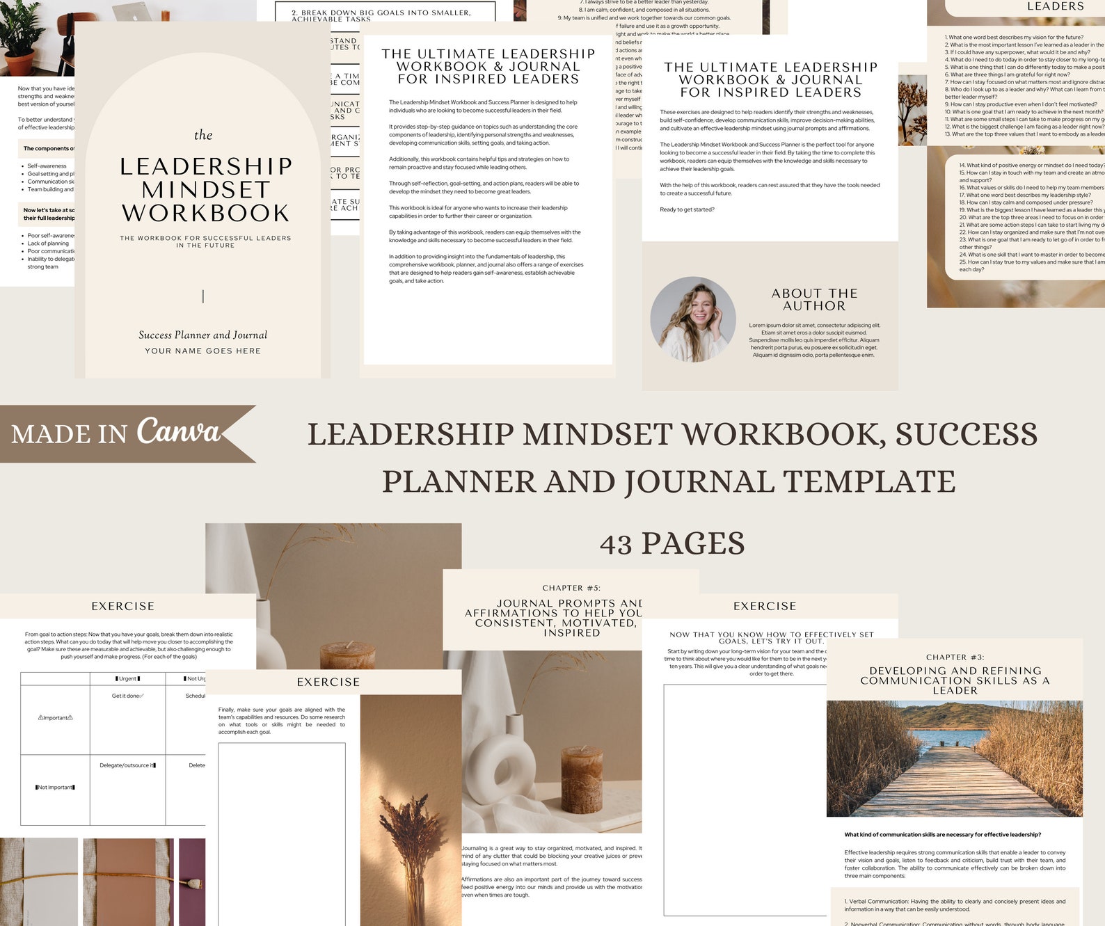 Leadership Mindset Workbook, Success Planner and Journal Template ...
