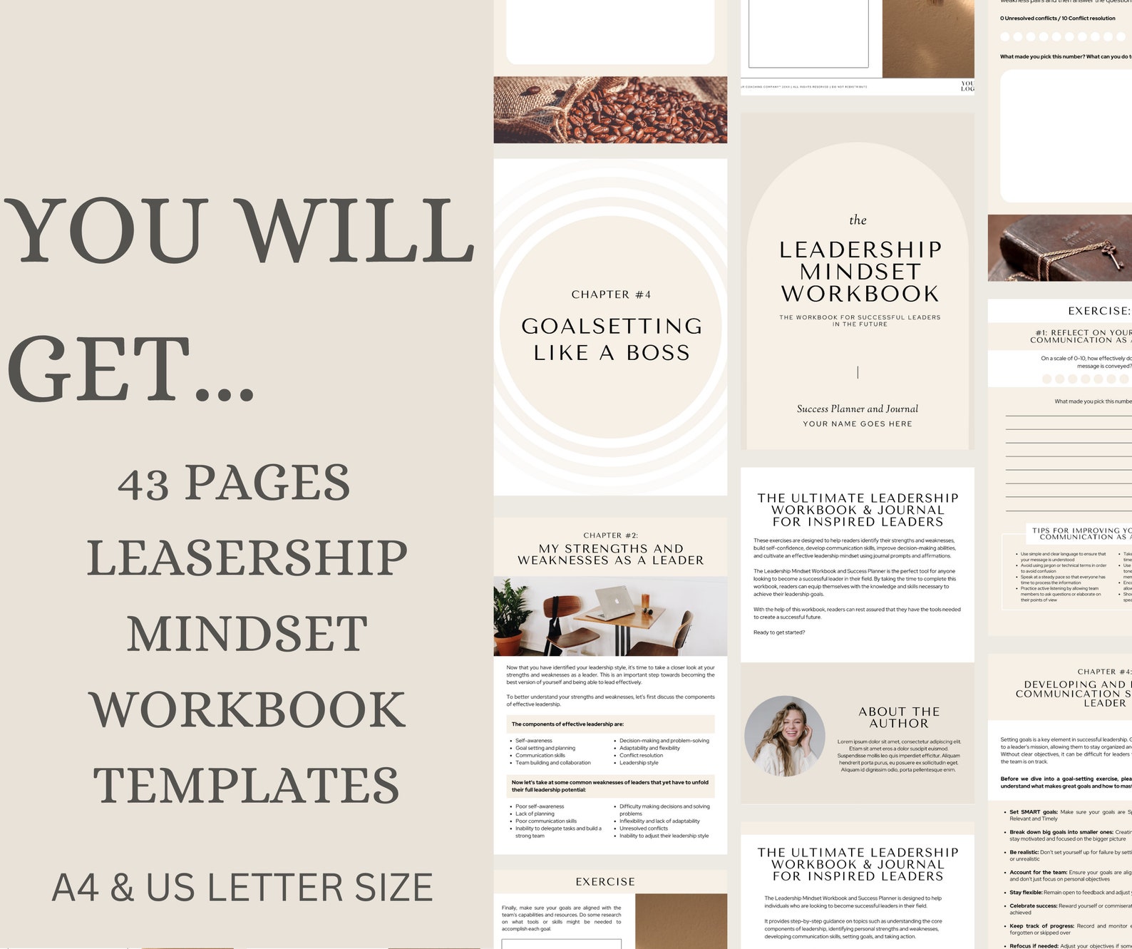 Leadership Mindset Workbook, Success Planner and Journal Template ...