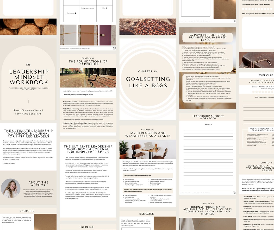 Leadership Mindset Workbook, Success Planner and Journal Template ...