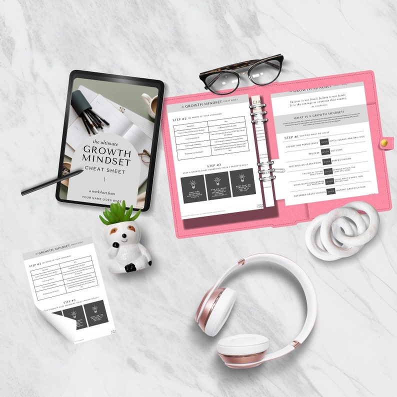 Mindset Cheat Sheet, INSTANT DOWNLOAD, Printable Workbook, Personal ...
