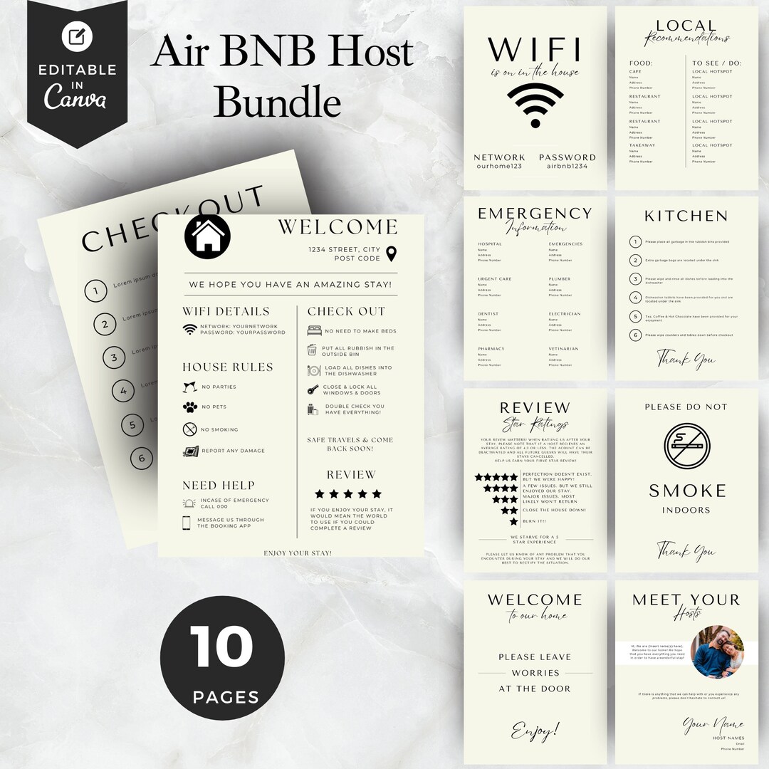 Airbnb Template, Airbnb Welcome Sign, Airbnb Welcome Book, Guest ...