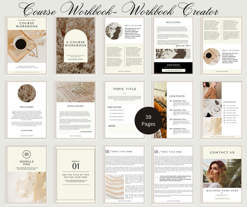 Workbook Template Canva | Course Workbook | Worksheet Template | Course ...