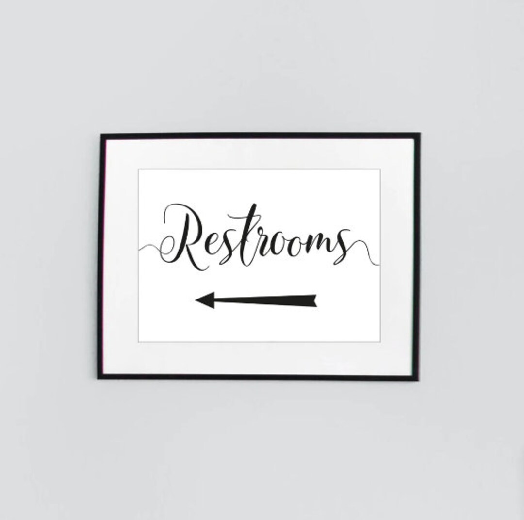 Printed & Framed Wedding Restrooms Sign | Personalized Signage and ...