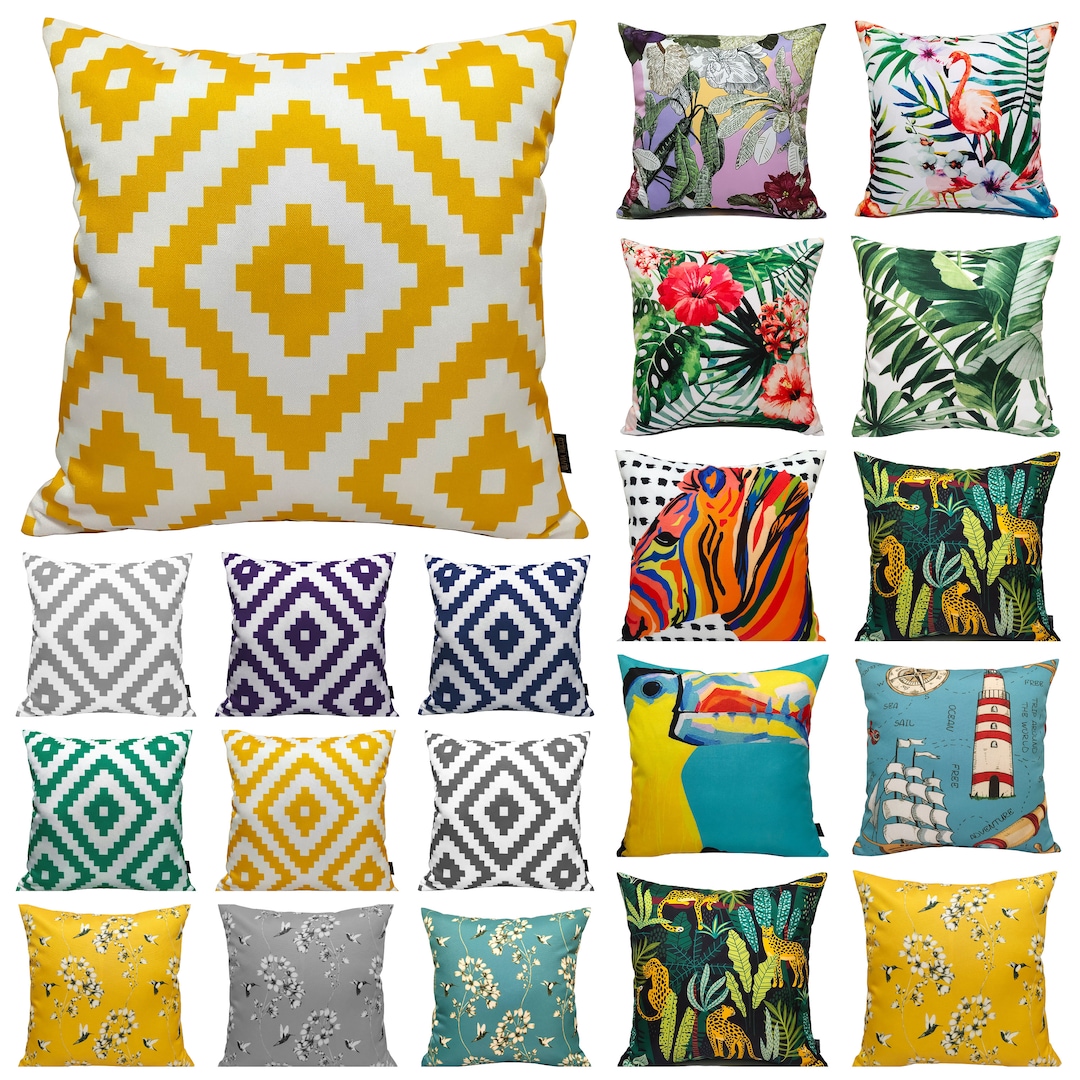Printed Outdoor Waterproof Cushion Covers / FILLED Cushions Garden Sofa ...