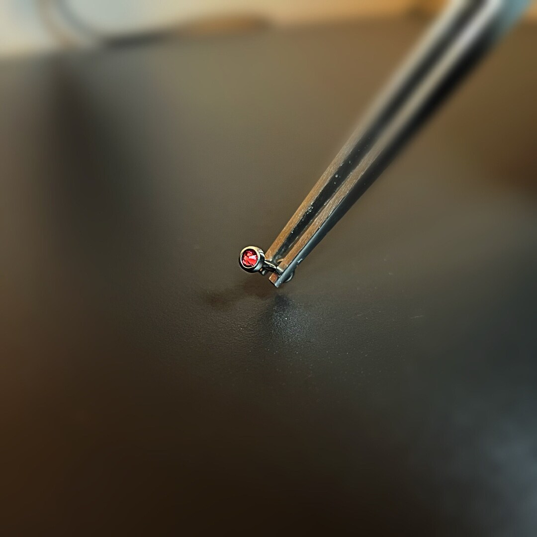 Pink Nostril Stud / Titanium Flat Back Labret Nostril Jewelry ...