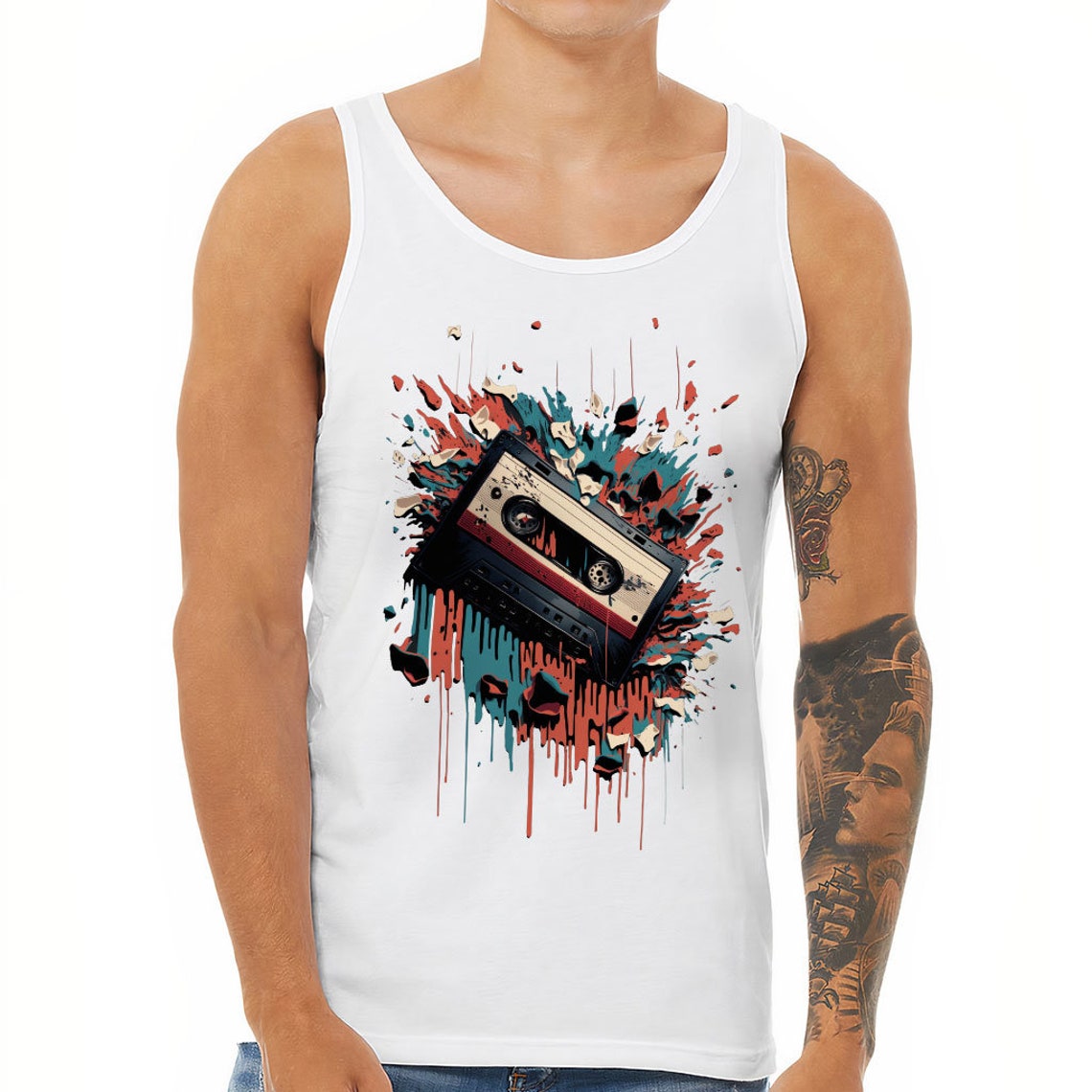 Cassette Tank Music Themed Workout Tank Printed Jersey Tank - Etsy