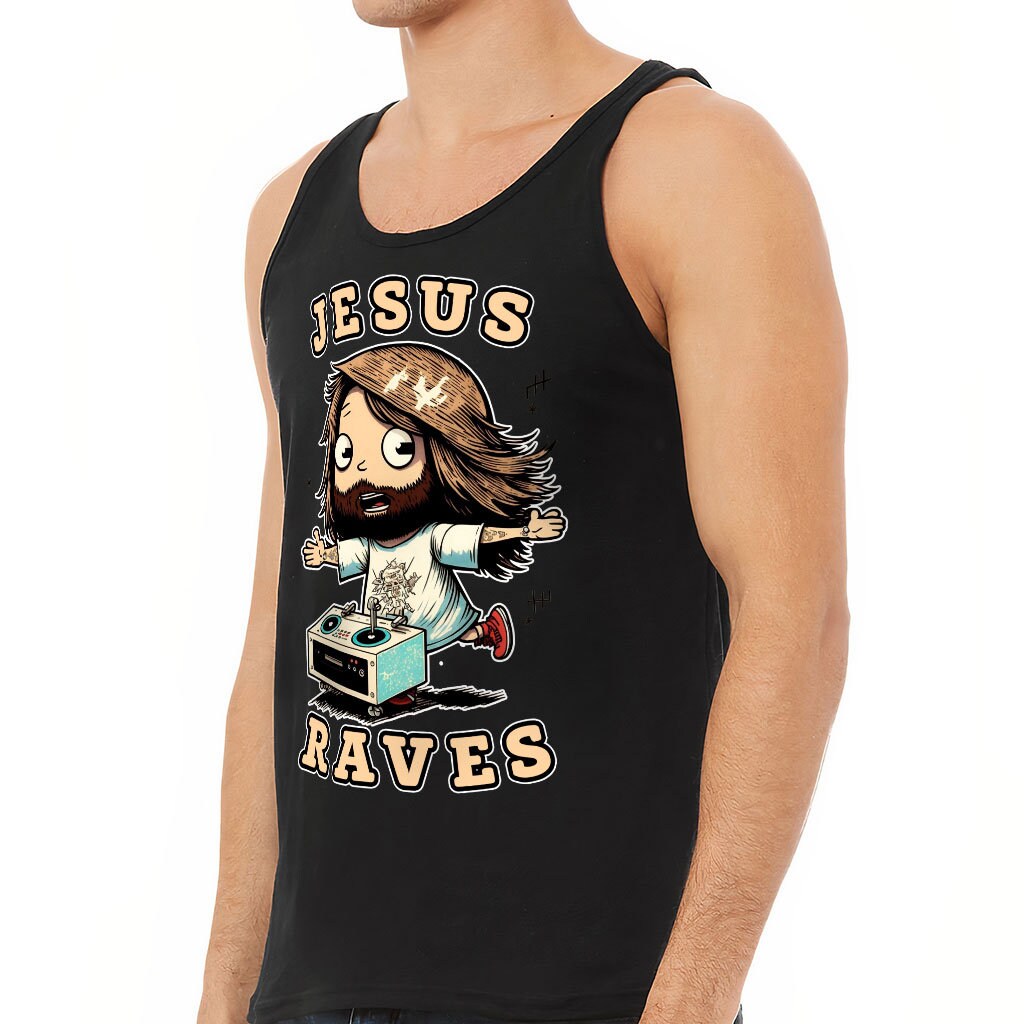 Jesus Raves Tank Cute Character Workout Tank Graphic Jersey Tank - Etsy