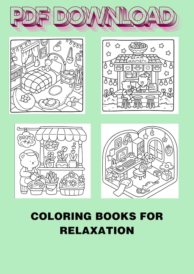 Little Corner Cute and Cozy Coloring Book Digital Download Printable ...