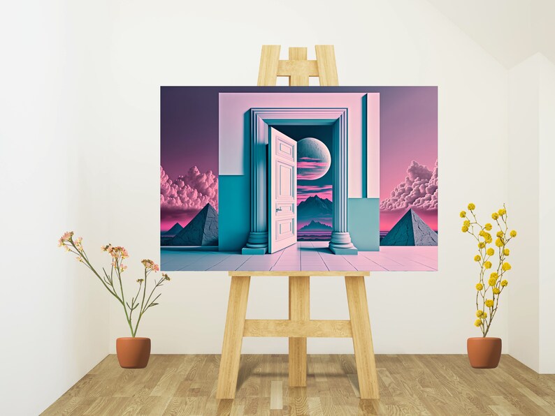 Surreal Doorway Art Print | Vaporwave Planet, Pyramids (digital ...