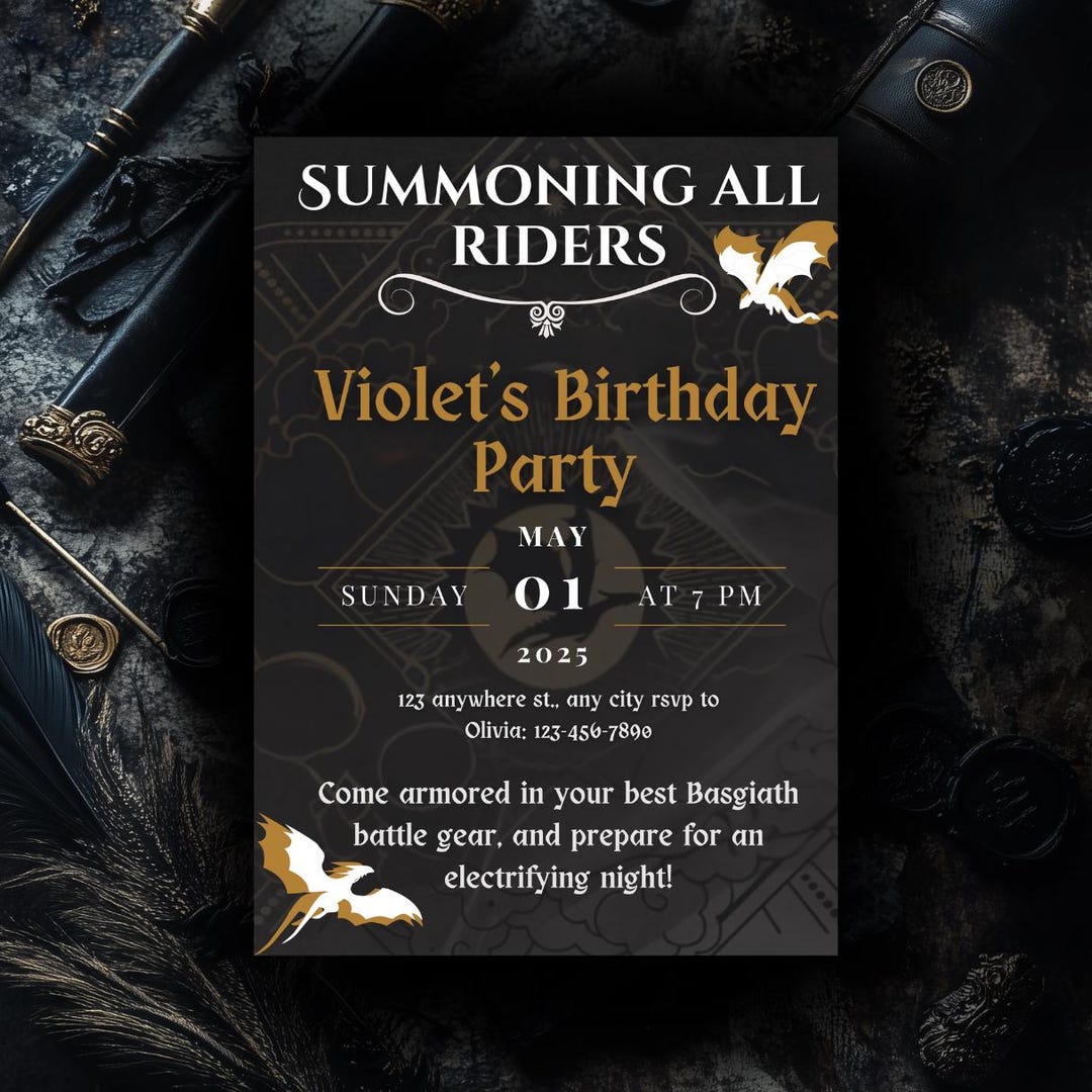 Fourth Wing Onxy Storm Fourth Wing Invite Party Fourth Wing Birthday ...