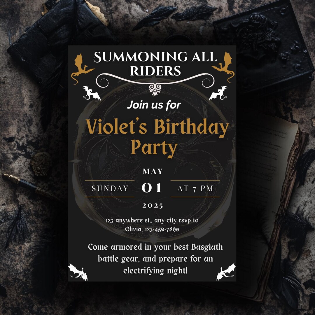 Fourth Wing Onxy Storm Fourth Wing Invite Party Fourth Wing Birthday ...