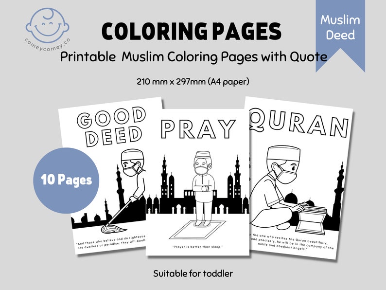 Islamic Deed Coloring Pages for Toddlers - Religious Learning & Play - Etsy