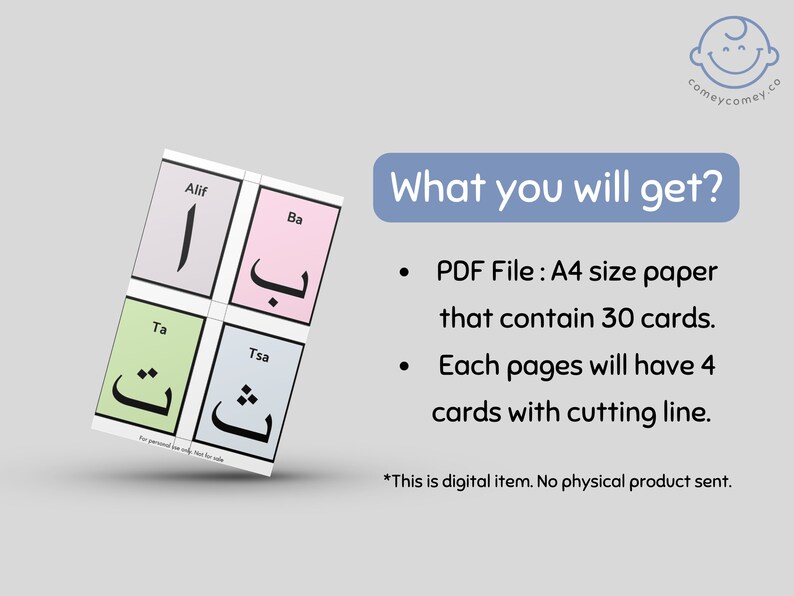 Pastel Arabic Alphabet Flashcard for Toddler,islamic Letter Education ...