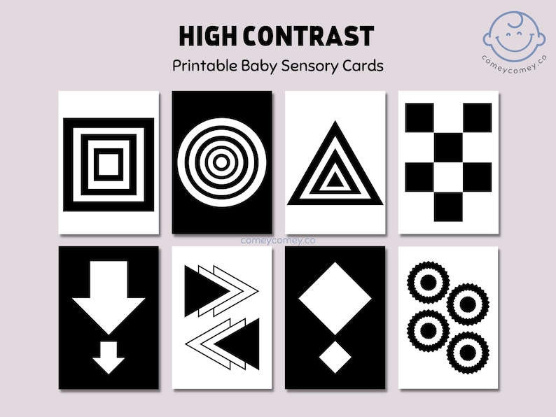 Printable Basic Shape Black and White Flashcard for Newborn Baby,high ...