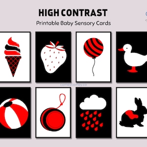 Printable Red Black White Flashcard for Newborn Baby,high Contrast ...