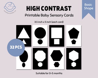 Printable Red Black White Flashcard for Newborn Baby,high Contrast ...