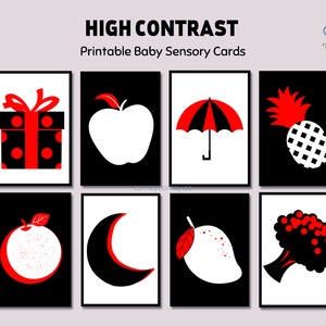 Printable Red Black White Flashcard for Newborn Baby,high Contrast ...
