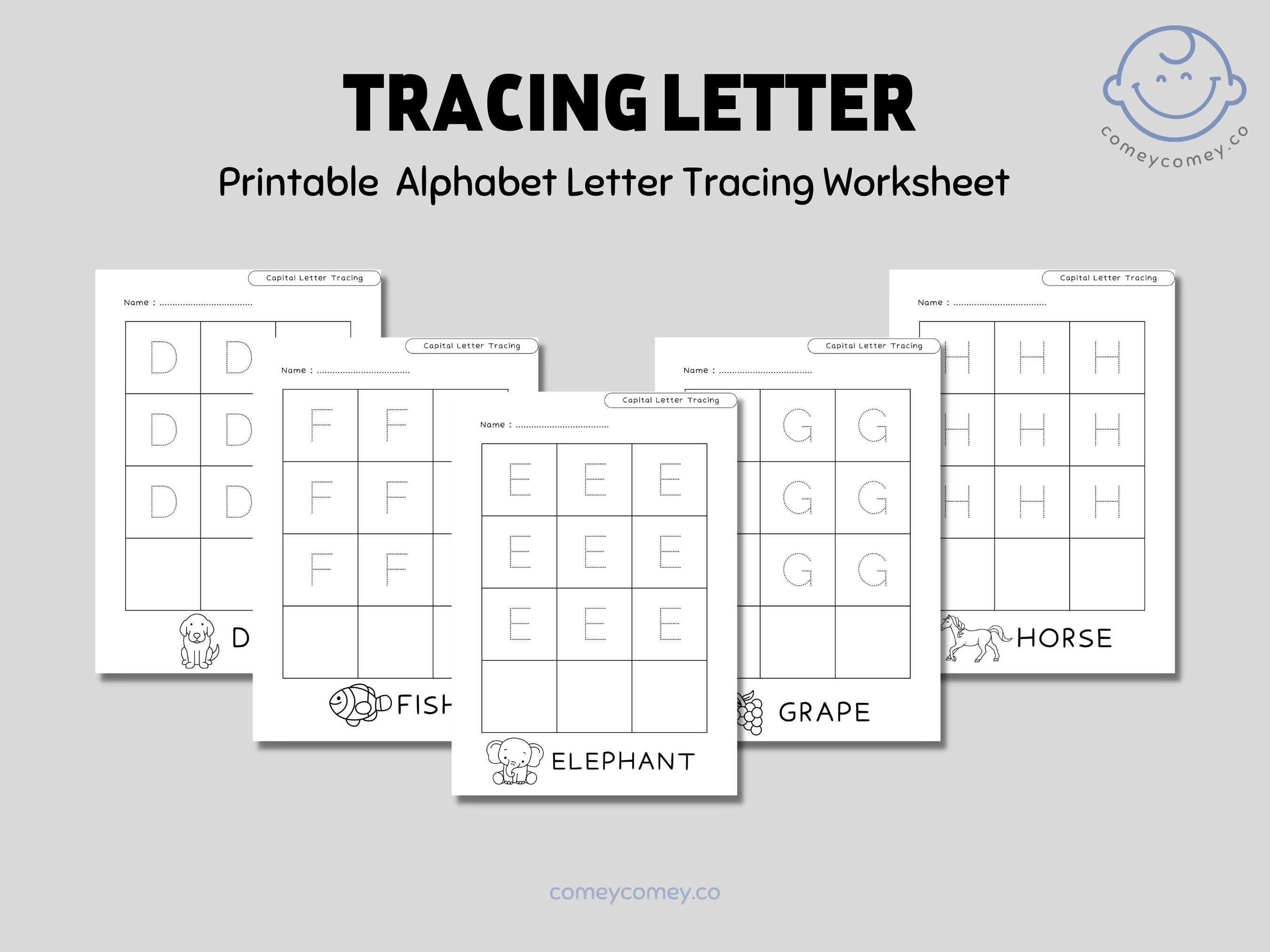 Printable Alphabet Letter Tracing Worksheet, Kids Activity for Tracing ...