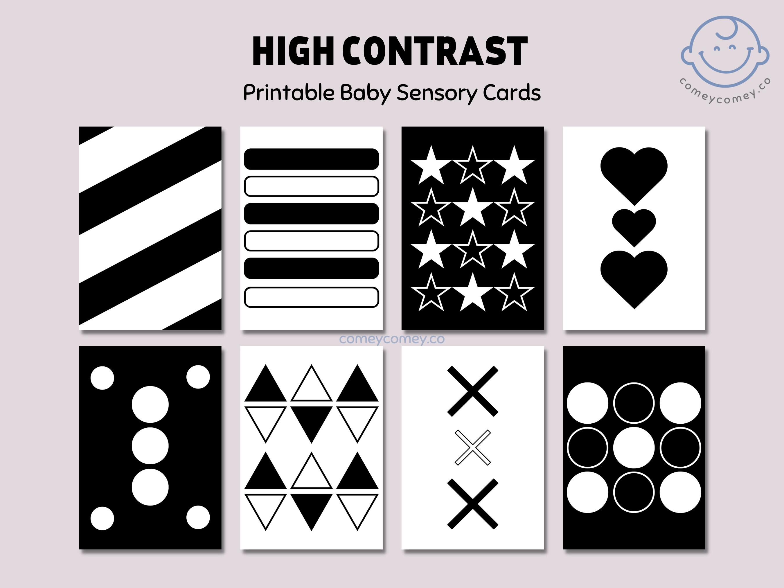 Printable Basic Shape Black and White Flashcard for Newborn Baby,high ...