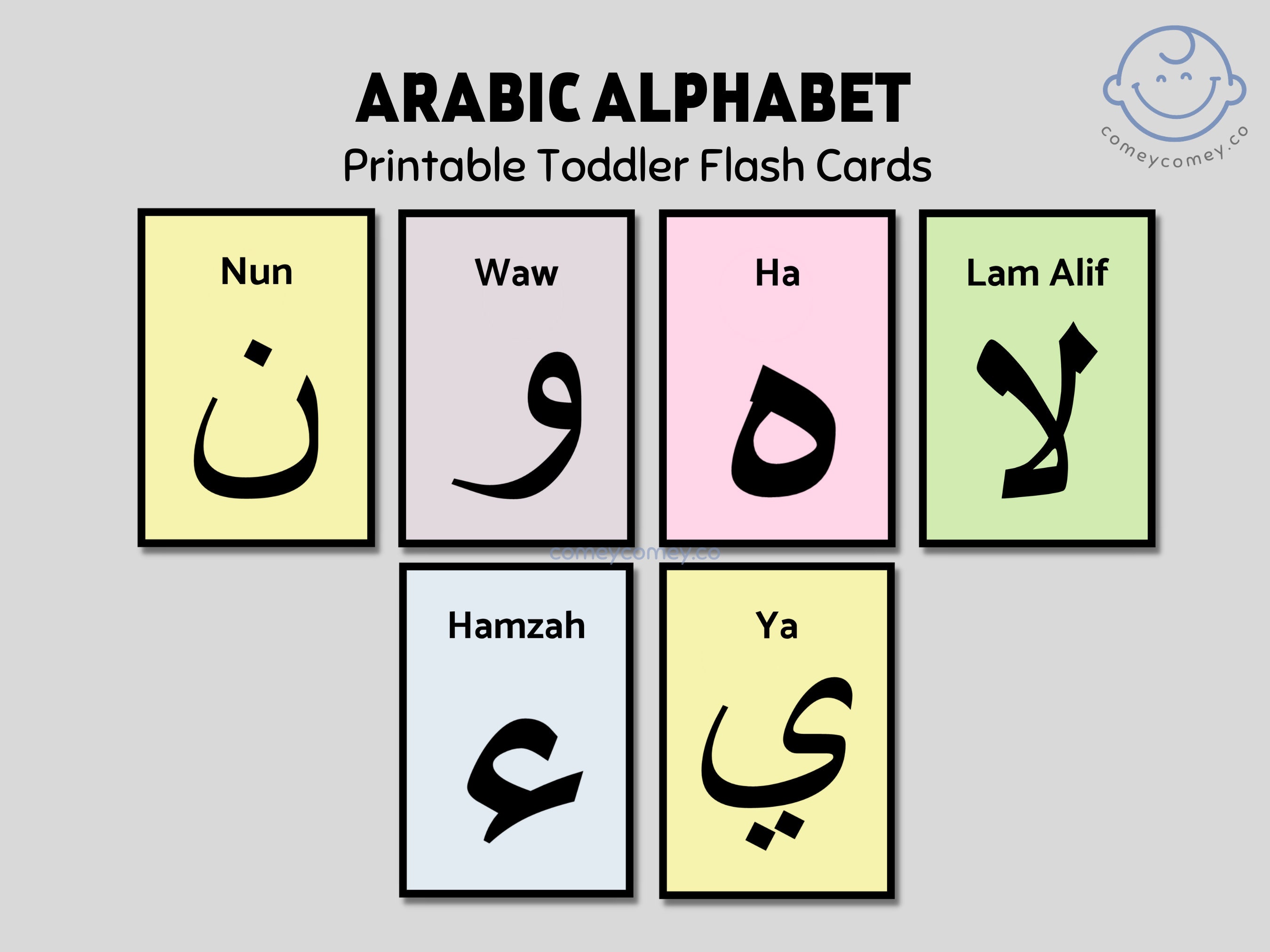 Pastel Arabic Alphabet Flashcard for Toddler,islamic Letter Education ...