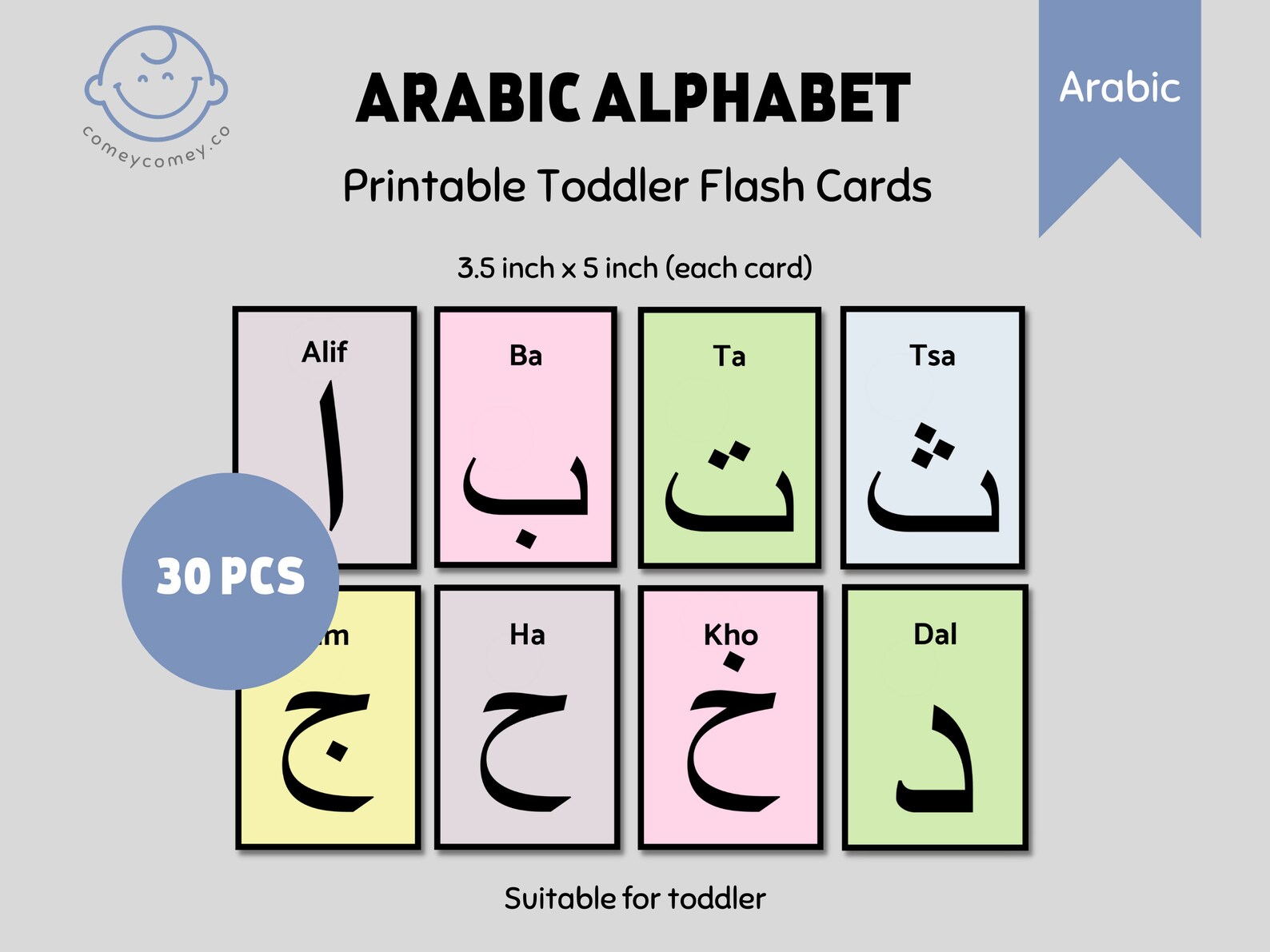 Pastel Arabic Alphabet Flashcard for Toddler,islamic Kids Education ...