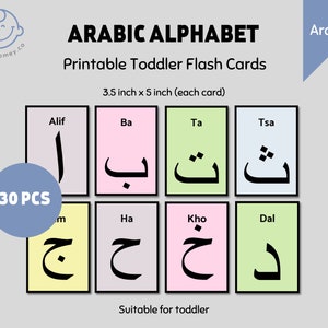 Pastel Arabic Alphabet Flashcard for Toddler,islamic Letter Education ...
