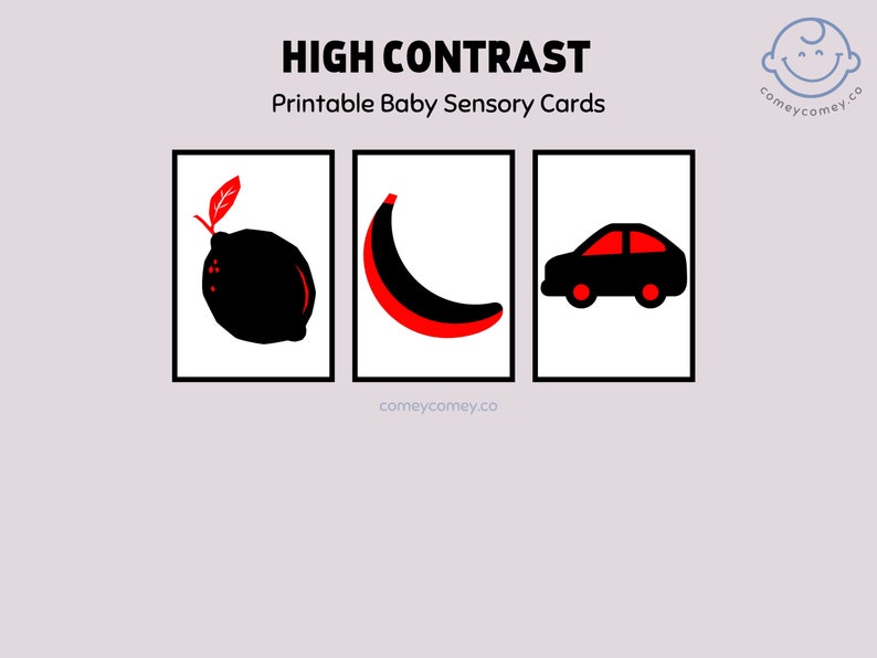 Printable Red Black White Flashcard for Newborn Baby,high Contrast ...