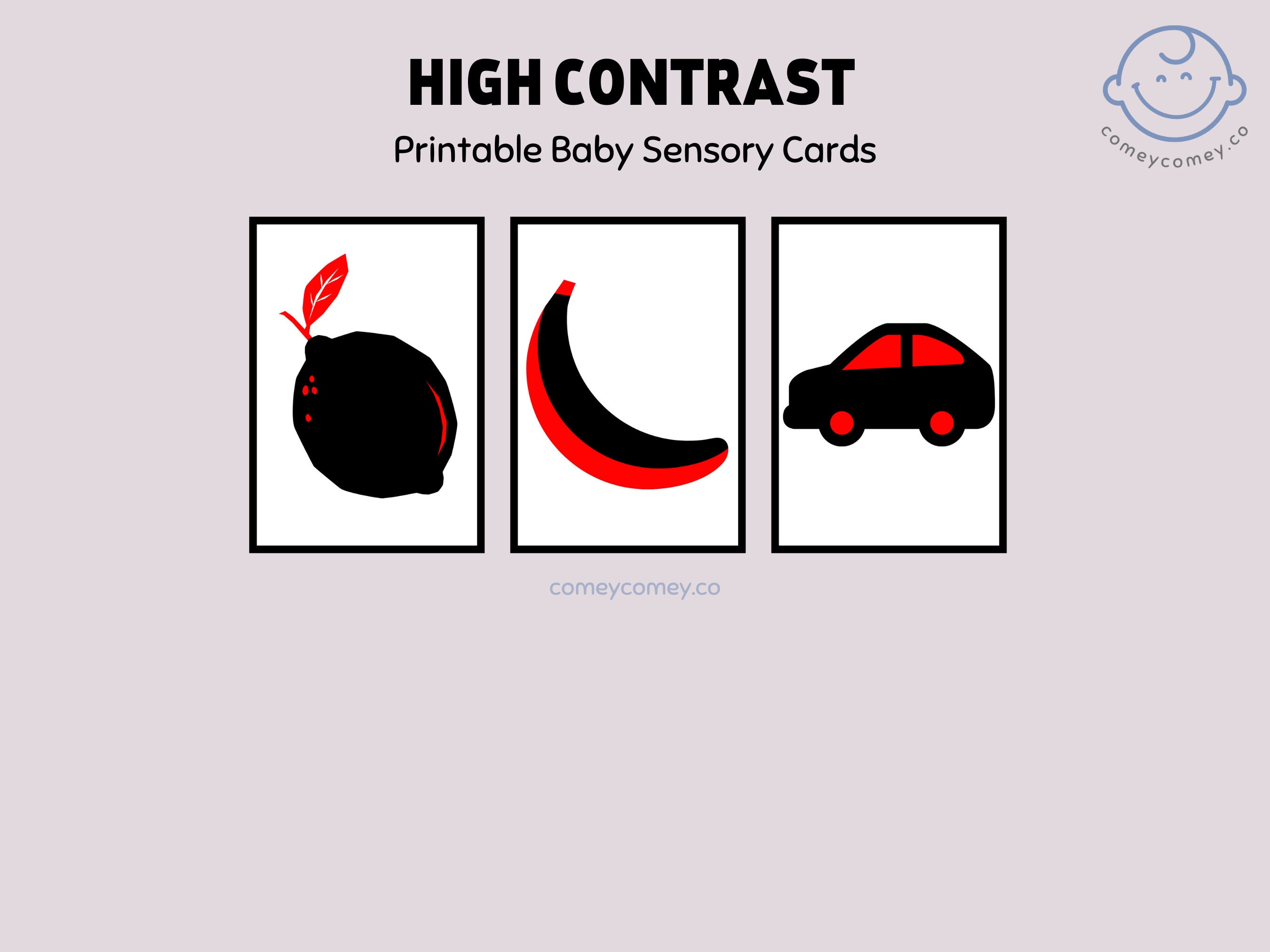 Printable Red Black White Flashcard for Newborn Baby,high Contrast ...