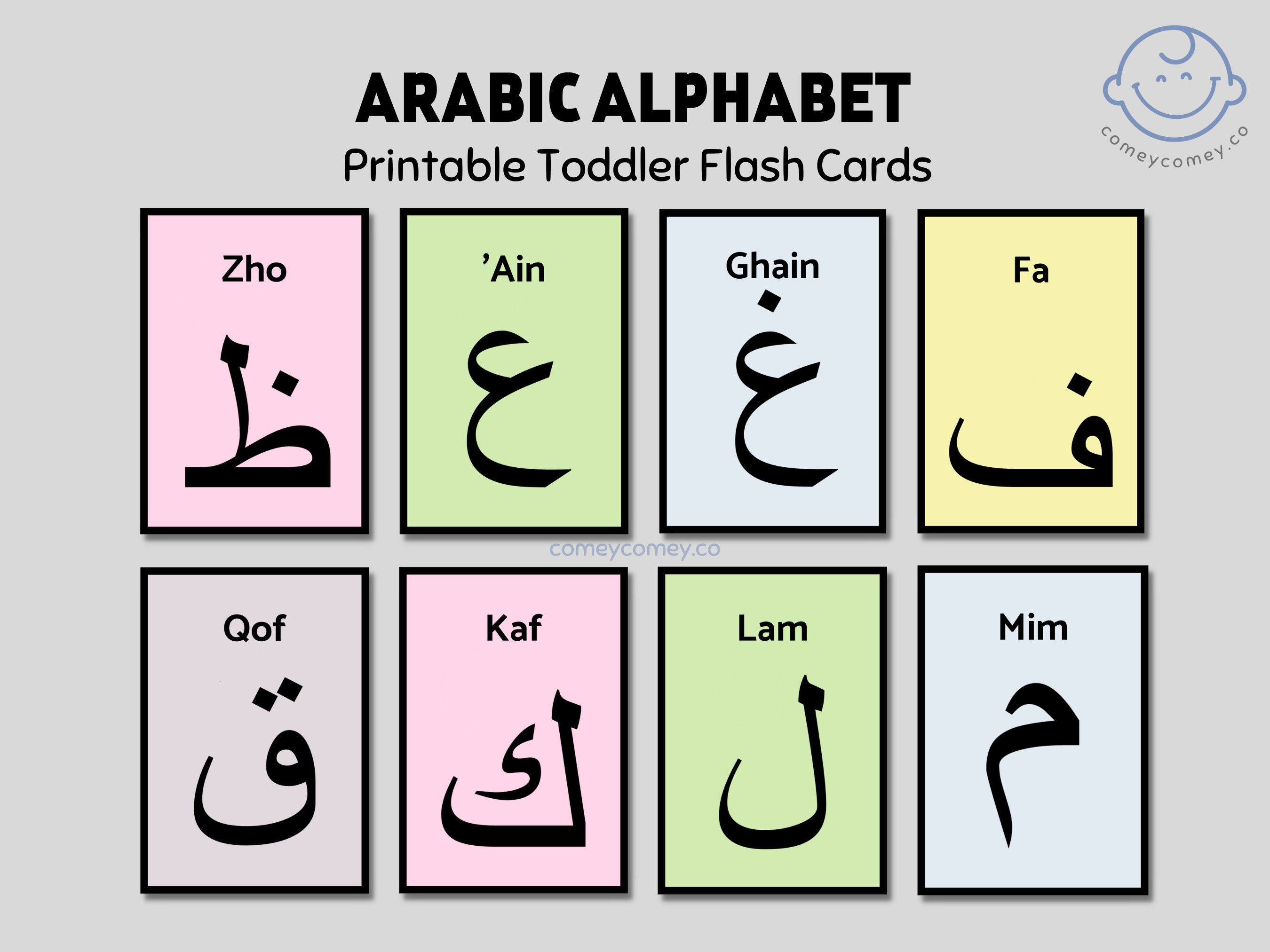 Pastel Arabic Alphabet Flashcard for Toddler,islamic Letter Education ...