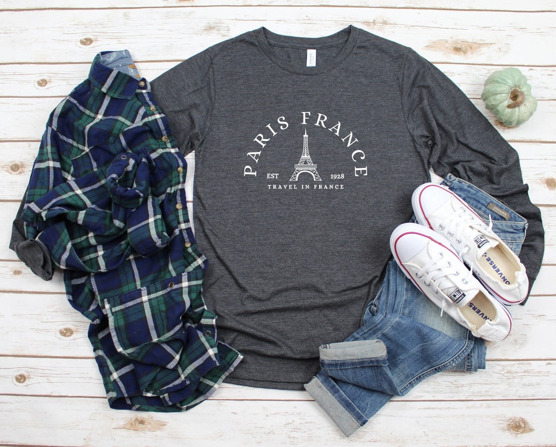 Paris France Long Sleeve, Eiffel Tower Shirt, Travel to France Tee ...