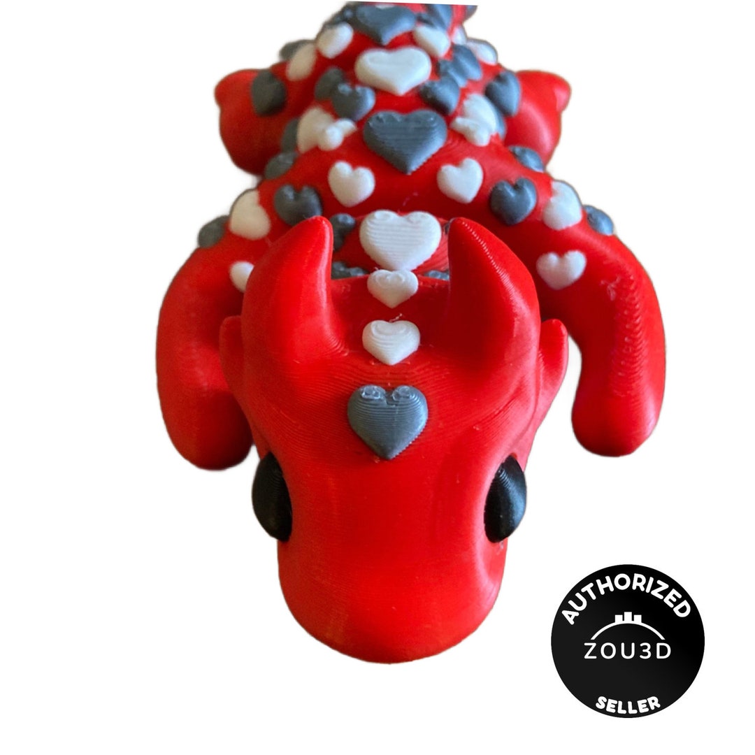 Love Dragon Custom 3D Print by Zou3d Articulated Valentine's Day Gift ...