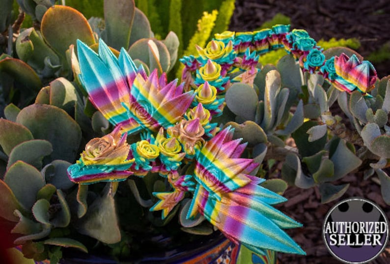 Dragon Articulating 3D Print Winged Rose Dragon Articulated Fidget ...