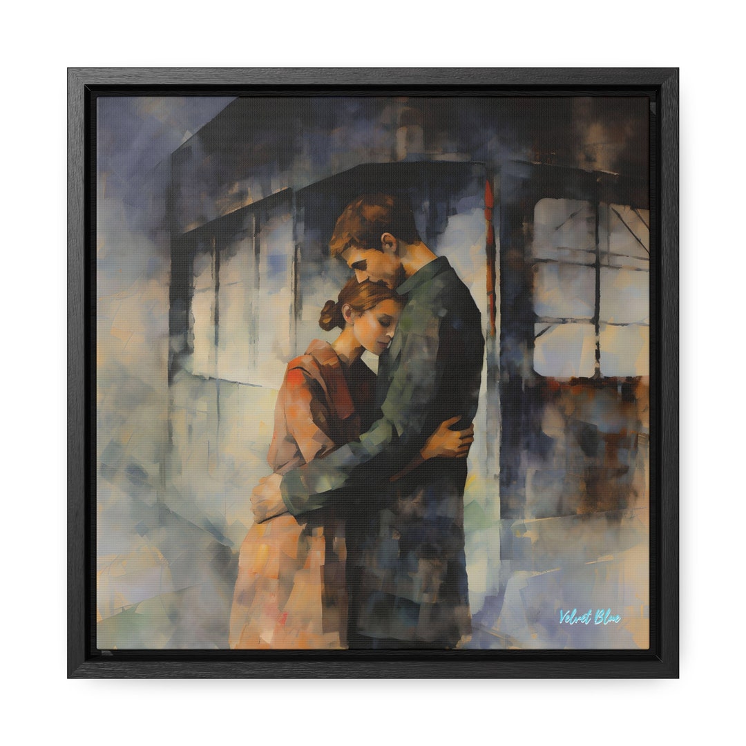 Saying Goodbye Velvet Blue Trains Series Hand Painted - Etsy