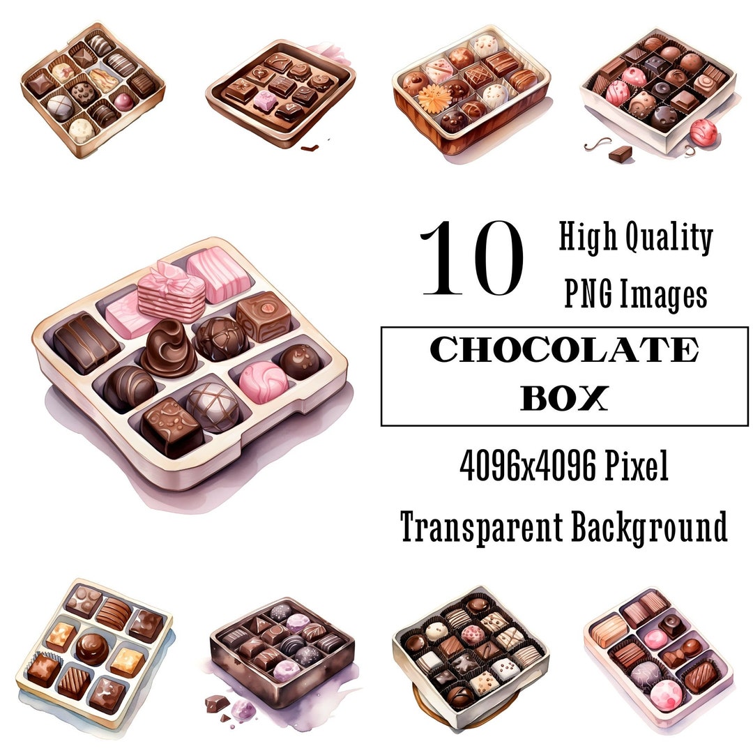 Watercolor Chocolate Box Clipart, Sweet Clipart, 10 Chocolate ...