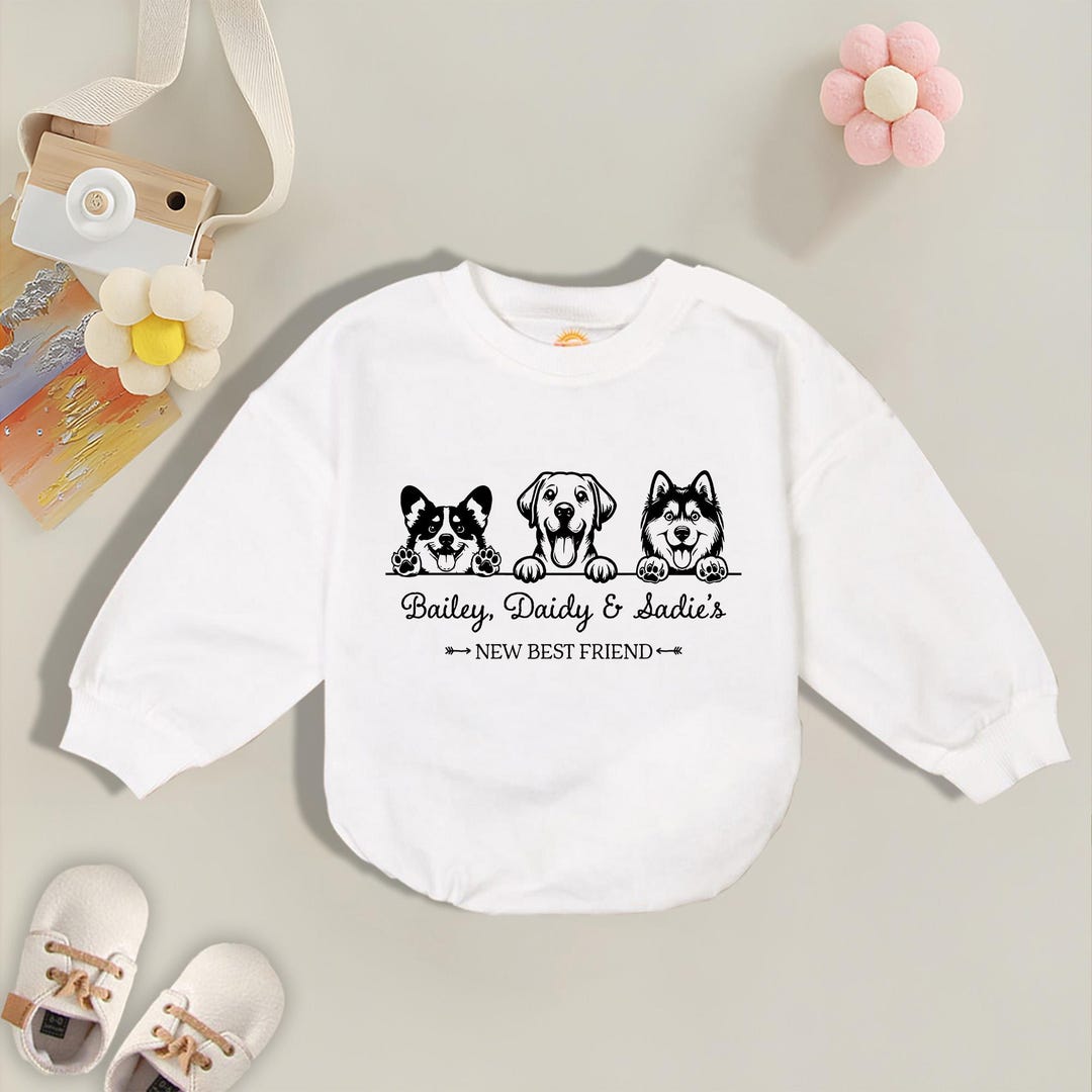 Personalized New Best Friend Baby Romper, Personalized Dog Lover Romper ...