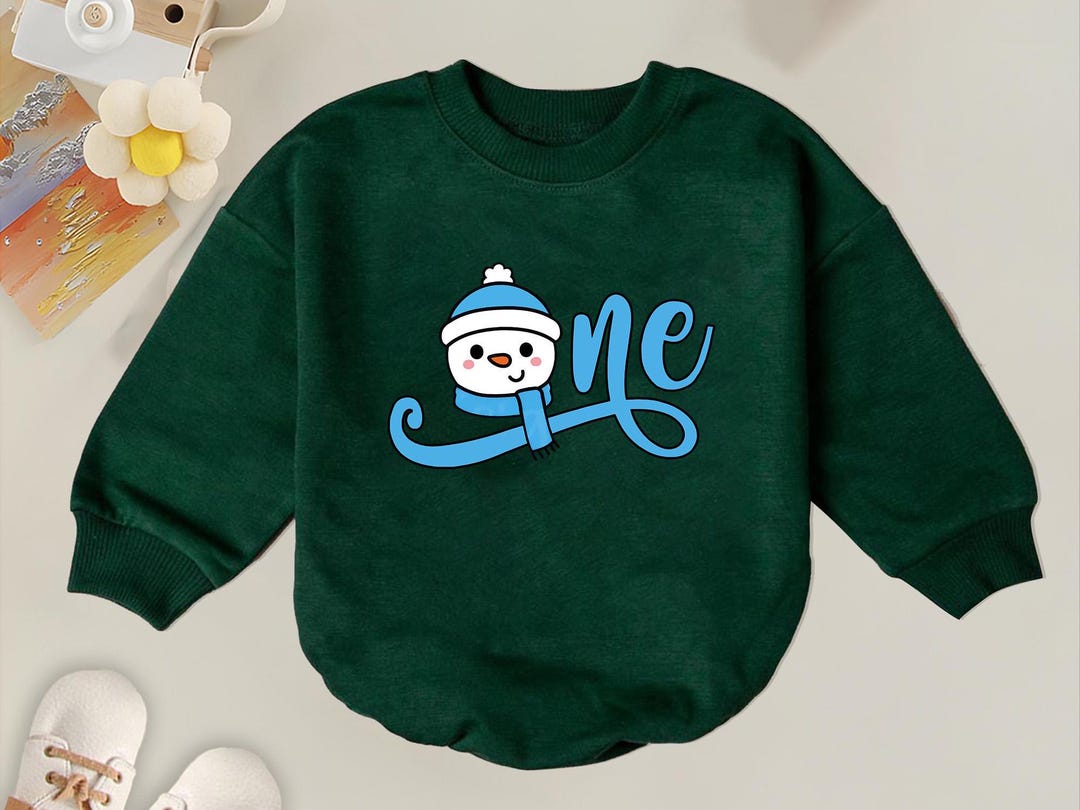 One Birthday Romper Sweatshirt, Snowman First Birthday Bubble Romper ...
