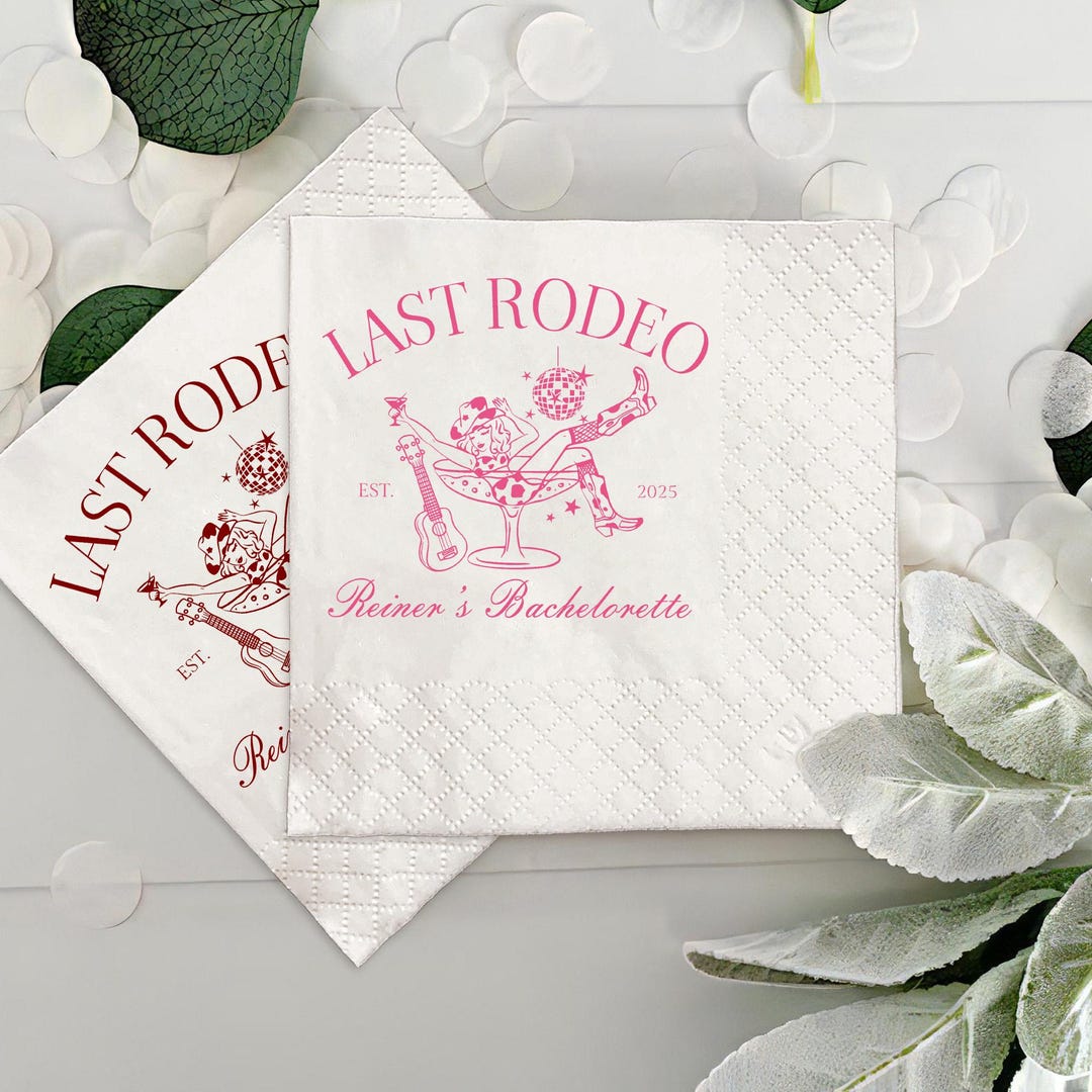 Custom Last Rodeo Bachelorette Party Napkins, Bachelor Party, Bridal ...